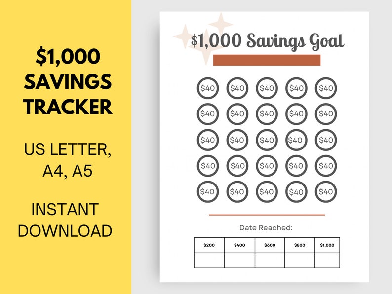 Printable 1K Savings Challenge Tracker Digital Download to Keep Track ...