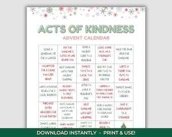 Acts of Kindness Advent Calendar - Christmas Activity Calendar - Etsy