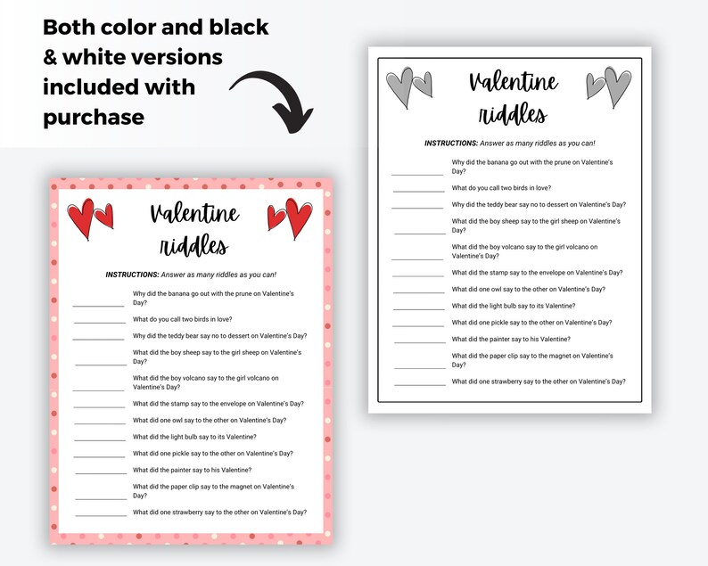 Valentine Riddles, Valentines Games, Kids Valentine Activity for Kids ...