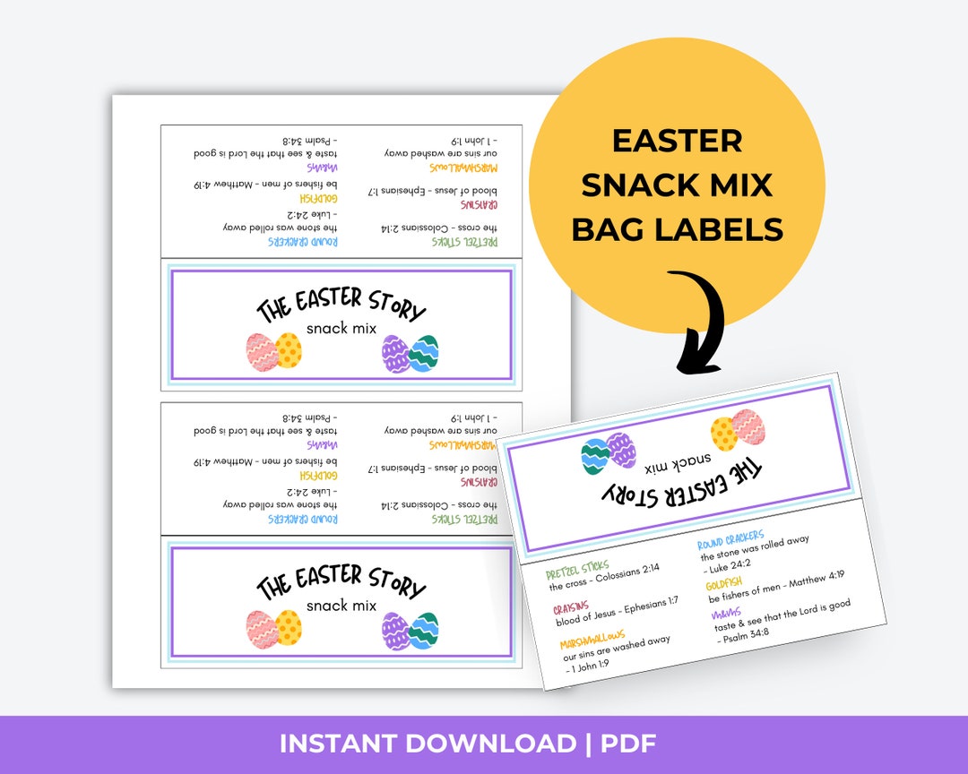 Easter Story Snack Mix Printable Labels, Easter Story DIY Gift Idea ...