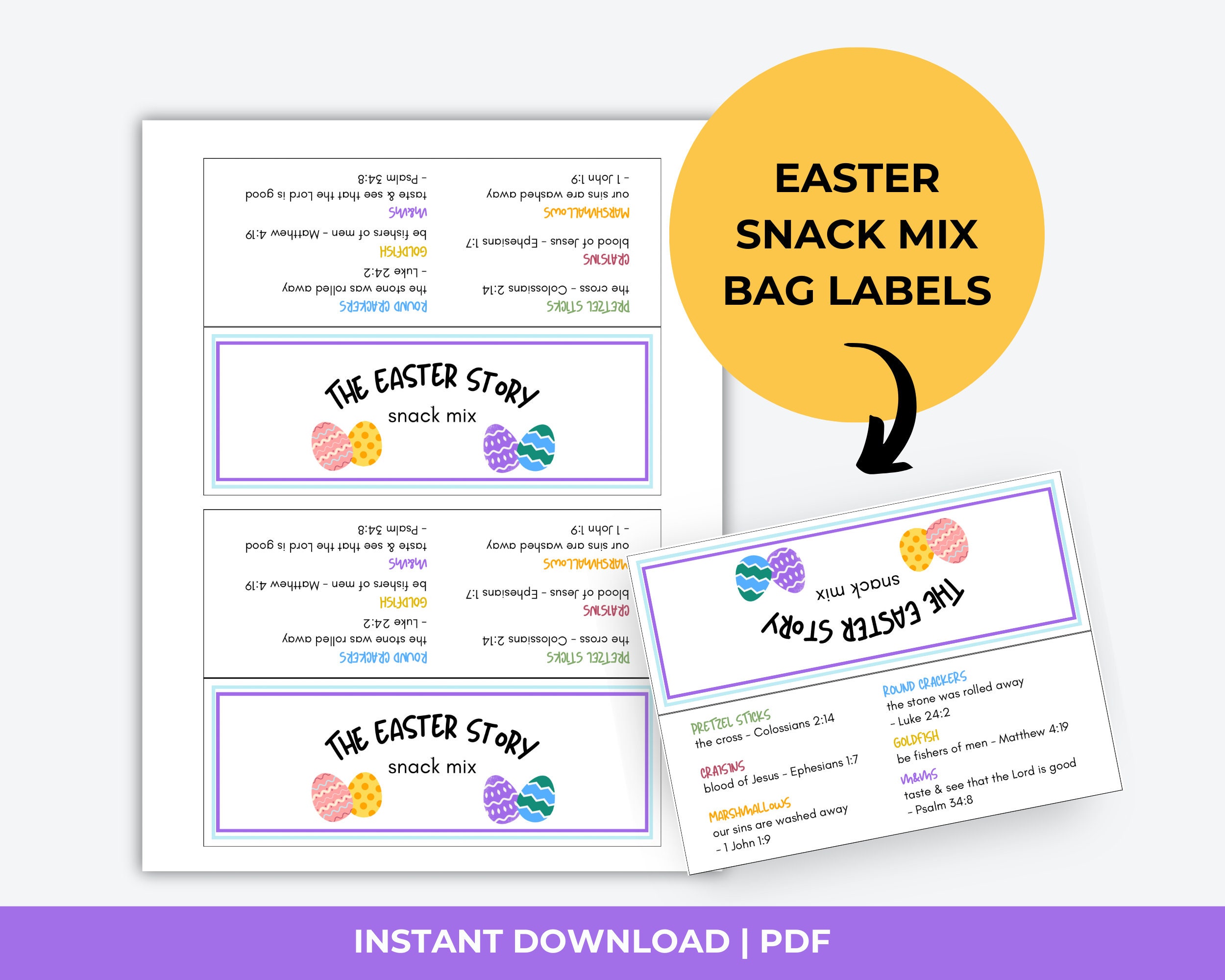 Easter Story Snack Mix Printable Labels, Easter Story DIY Gift Idea ...