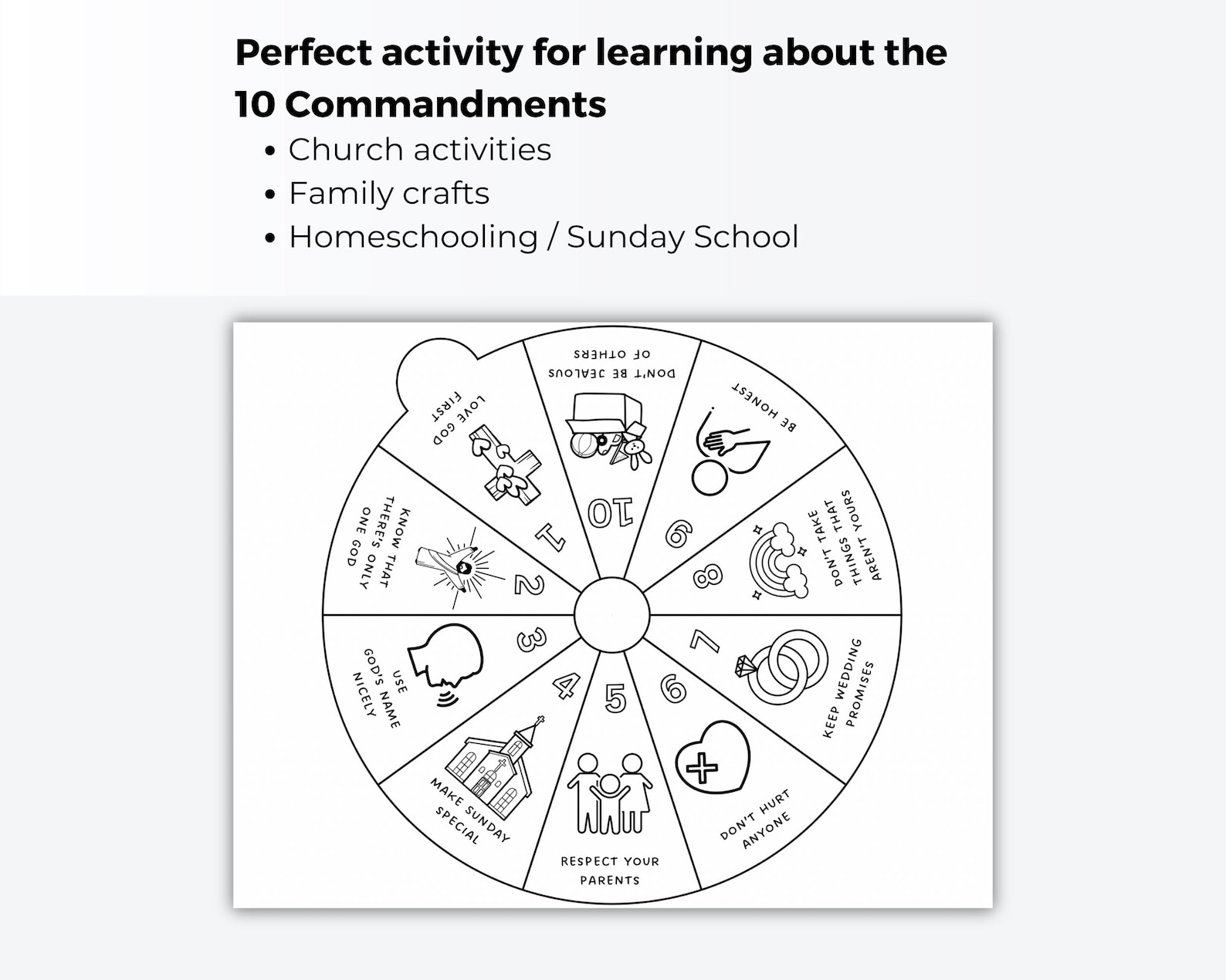 Ten Commandments Spinner Wheel Craft for Kids, Kids Bible Study ...