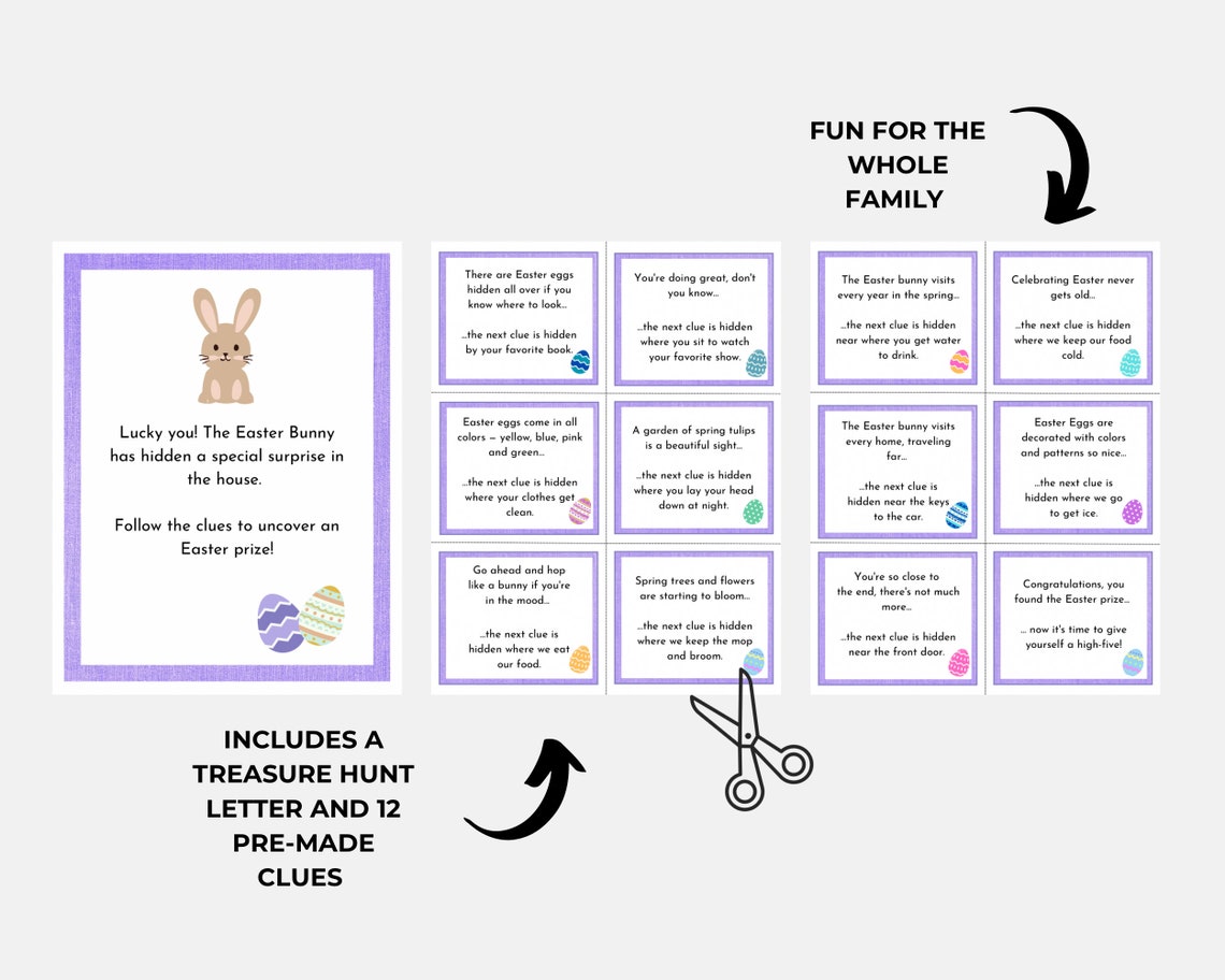 Indoor Easter Scavenger Hunt for Kids With Easter Bunny Scavenger Hunt ...