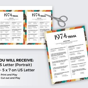 1974 Trivia Game, Born in 1974, 50th Birthday Game, 50th Anniversary ...
