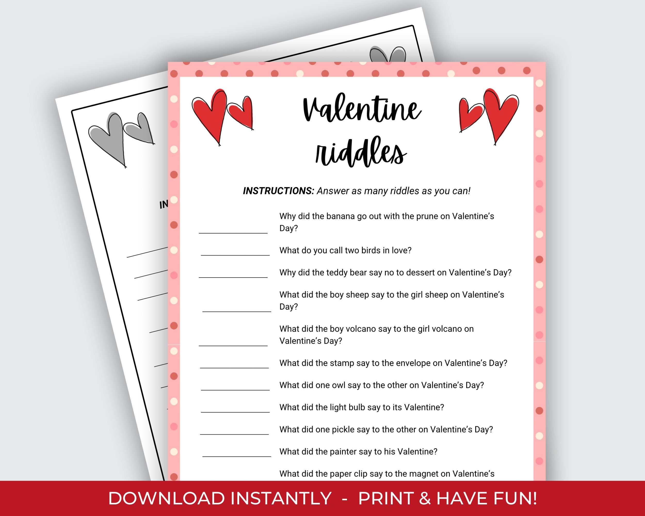 Valentine Riddles, Valentines Games, Kids Valentine Activity for Kids ...