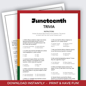 Juneteenth Trivia Game, Juneteenth Game, Black History Celebration ...