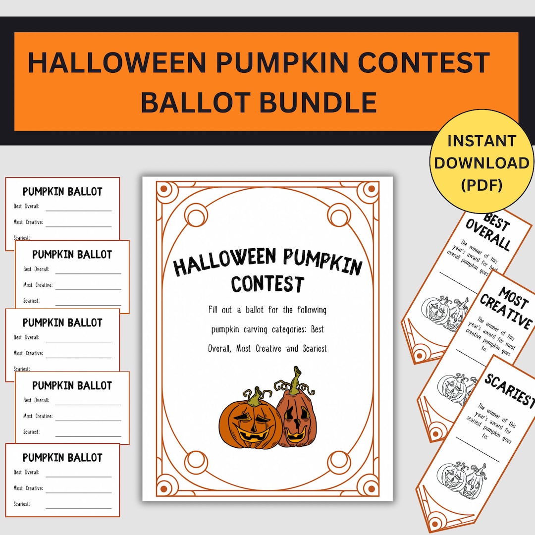 Halloween Ballot for Pumpkin Carving Contest, Halloween Party Contest ...