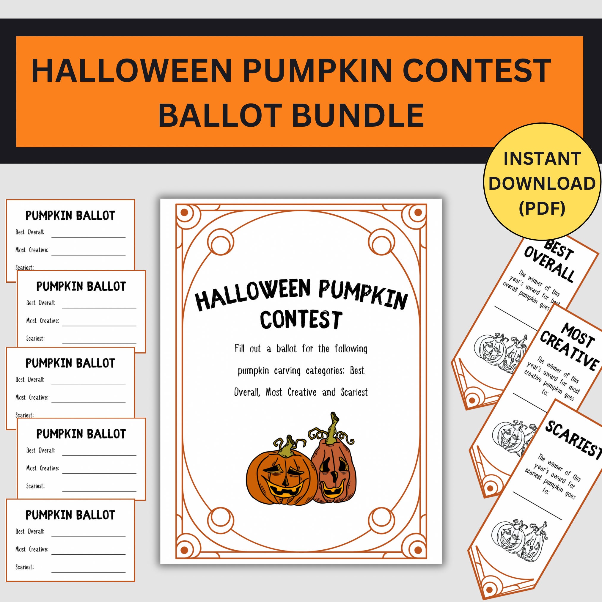 Halloween Ballot for Pumpkin Carving Contest, Halloween Party Contest ...