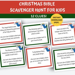 Printable Christmas Bible Scavenger Hunt for Kids, Nativity Scavenger ...