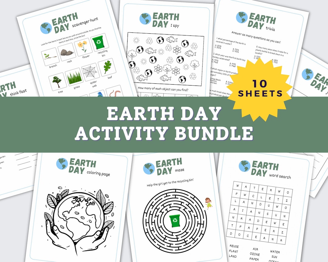 Earth Day Worksheet Activity Bundle, Earth Day Games for Kids and ...