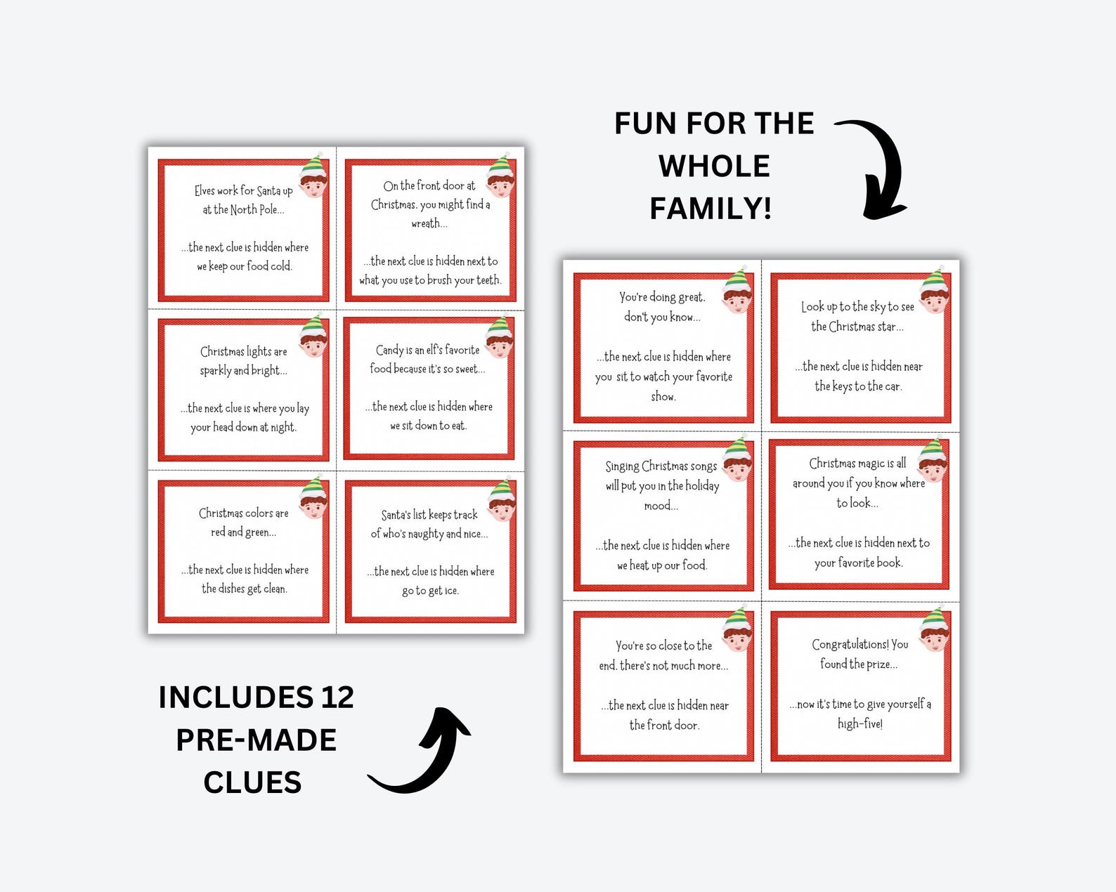 Elf Scavenger Hunt for Kids Printable, Christmas Scavenger Hunt ...