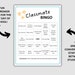 Classmate Bingo for Elementary School, Get to Know You for Classroom ...