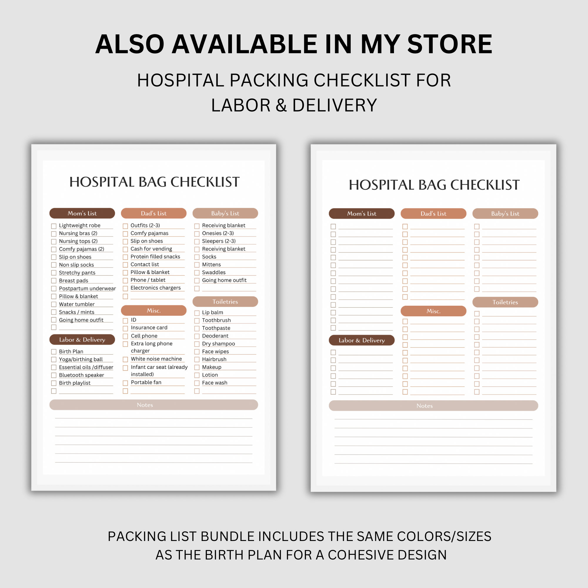 Printable Birth Plan Checklist for Labor and Delivery, Birth Plan for ...