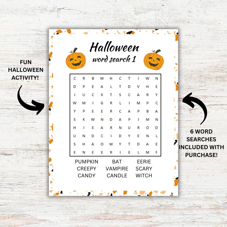 Halloween Word Search Bundle Printable, Instant Download Halloween ...
