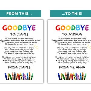 End of Year Poem From Preschool Teacher, Printable Goodbye Letter for ...