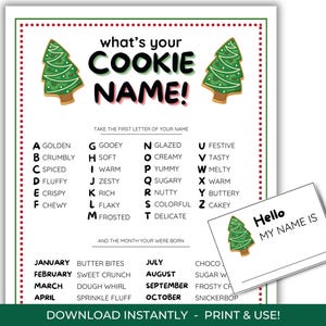 Christmas Cookie Name Game, Printable What's Your Christmas Cookie Name ...