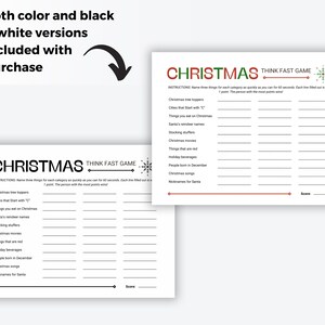 Christmas Think Fast Game, Christmas Party Games, Think Fast Game ...