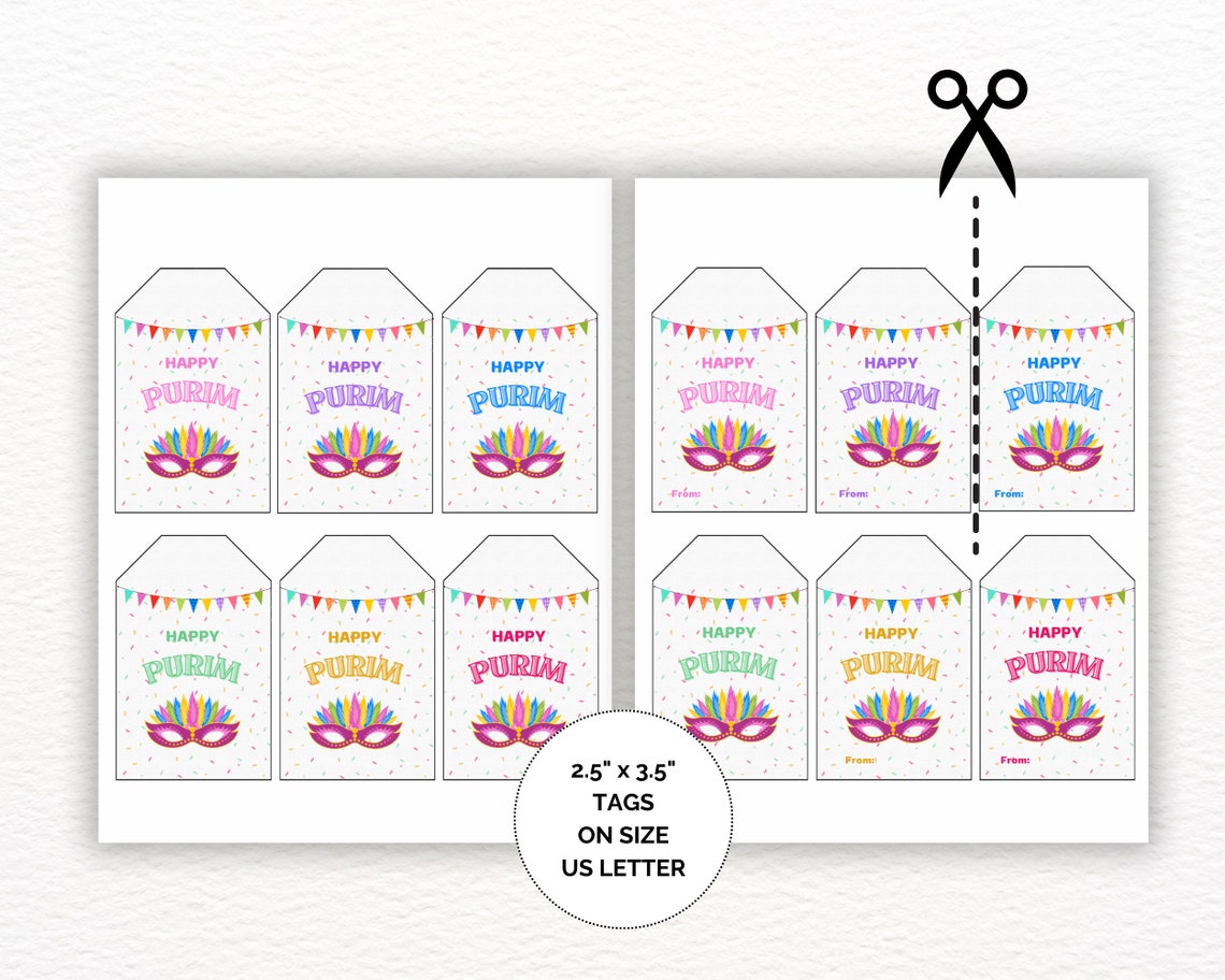 Purim Labels for Gifts, Hamentaschen Gift Tags, Mishloach Manot Labels ...