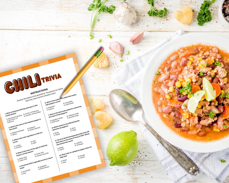 Chili Trivia Game for Chili Cook off Event or Chili Competition ...