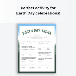 Earth Day Trivia Game, Printable Earth Day Activity for Groups ...