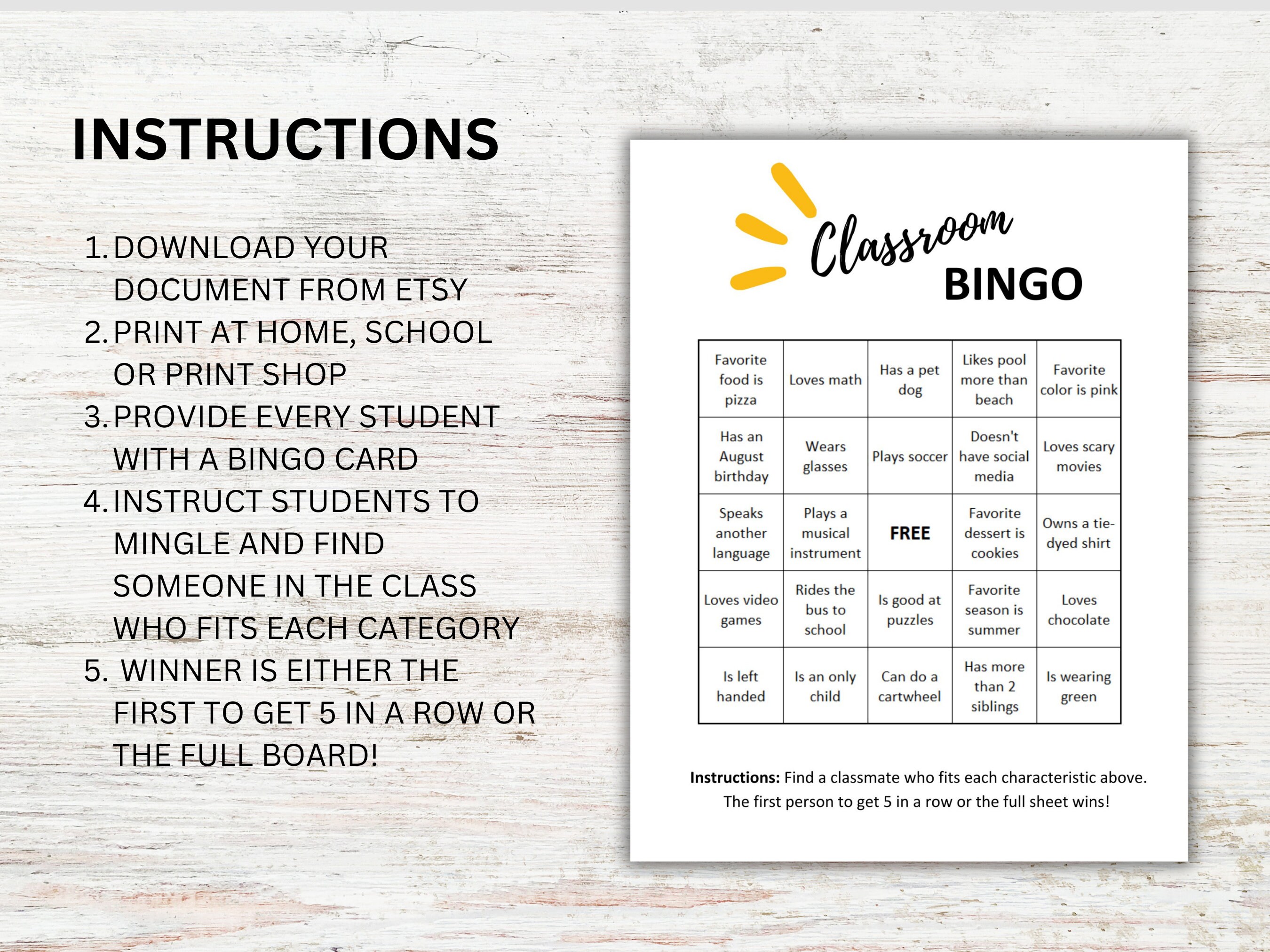 Classroom Bingo Game, Back to School Bingo, Printable Find the ...