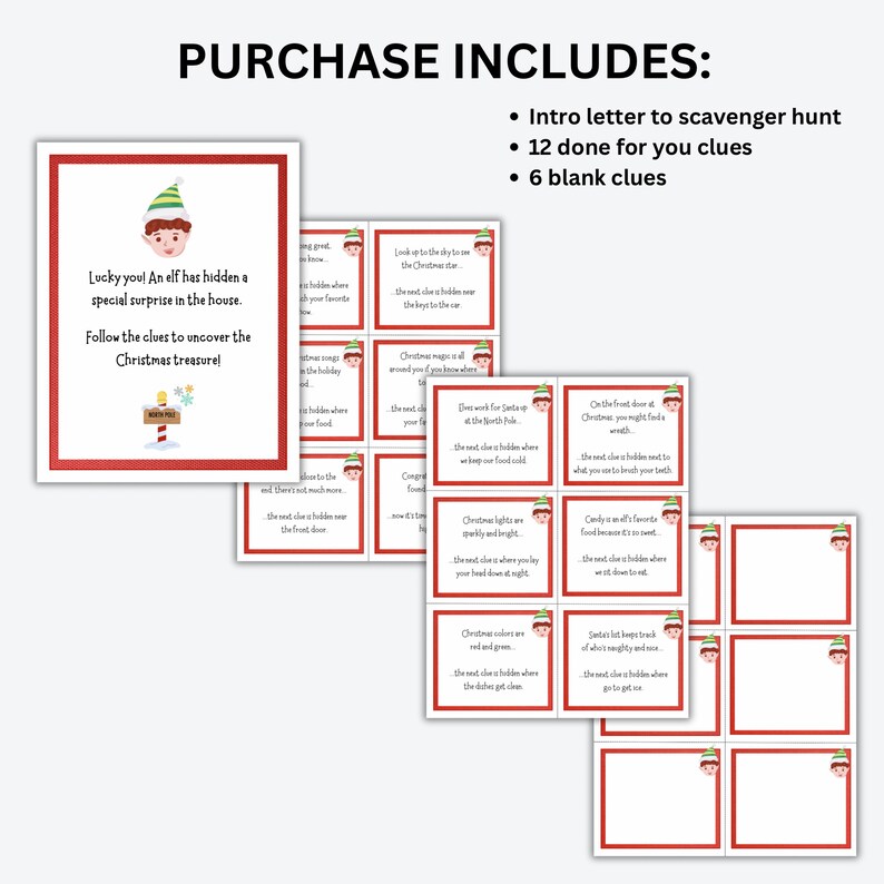 Elf Scavenger Hunt for Kids Printable, Christmas Scavenger Hunt ...