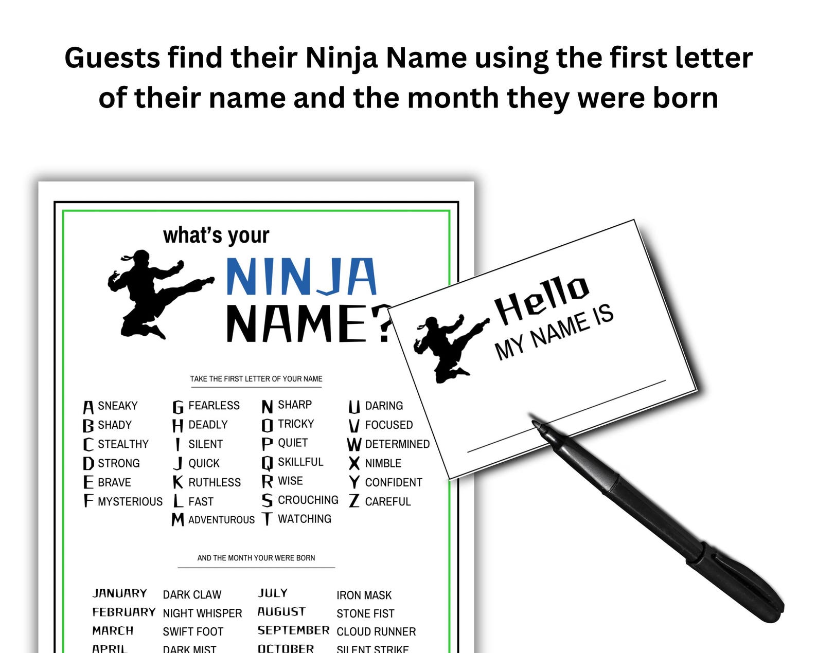 What’s Your Ninja Name Game, Printable Ninja Name Generator Activity ...