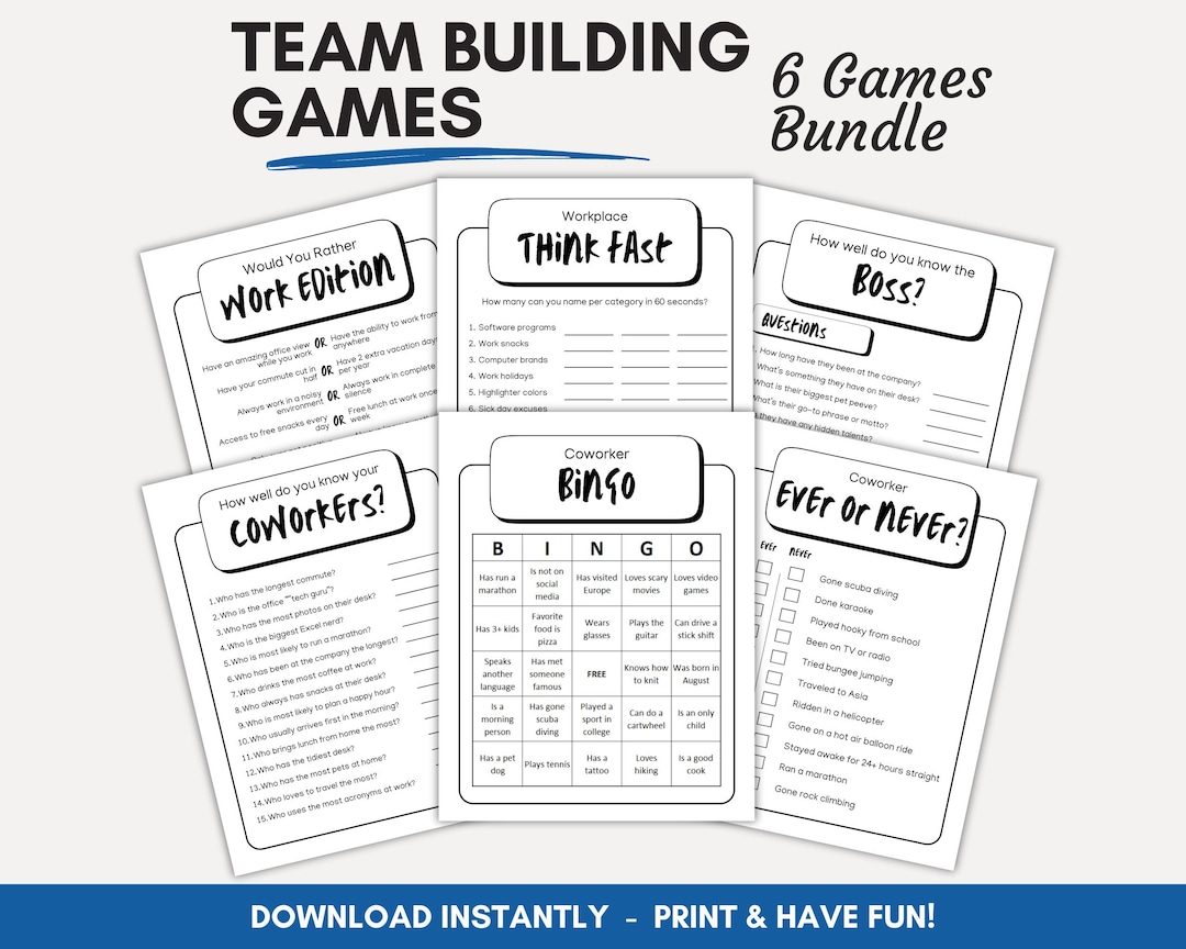 Team Building Icebreaker Games Bundle, Fun Printable Activities for ...