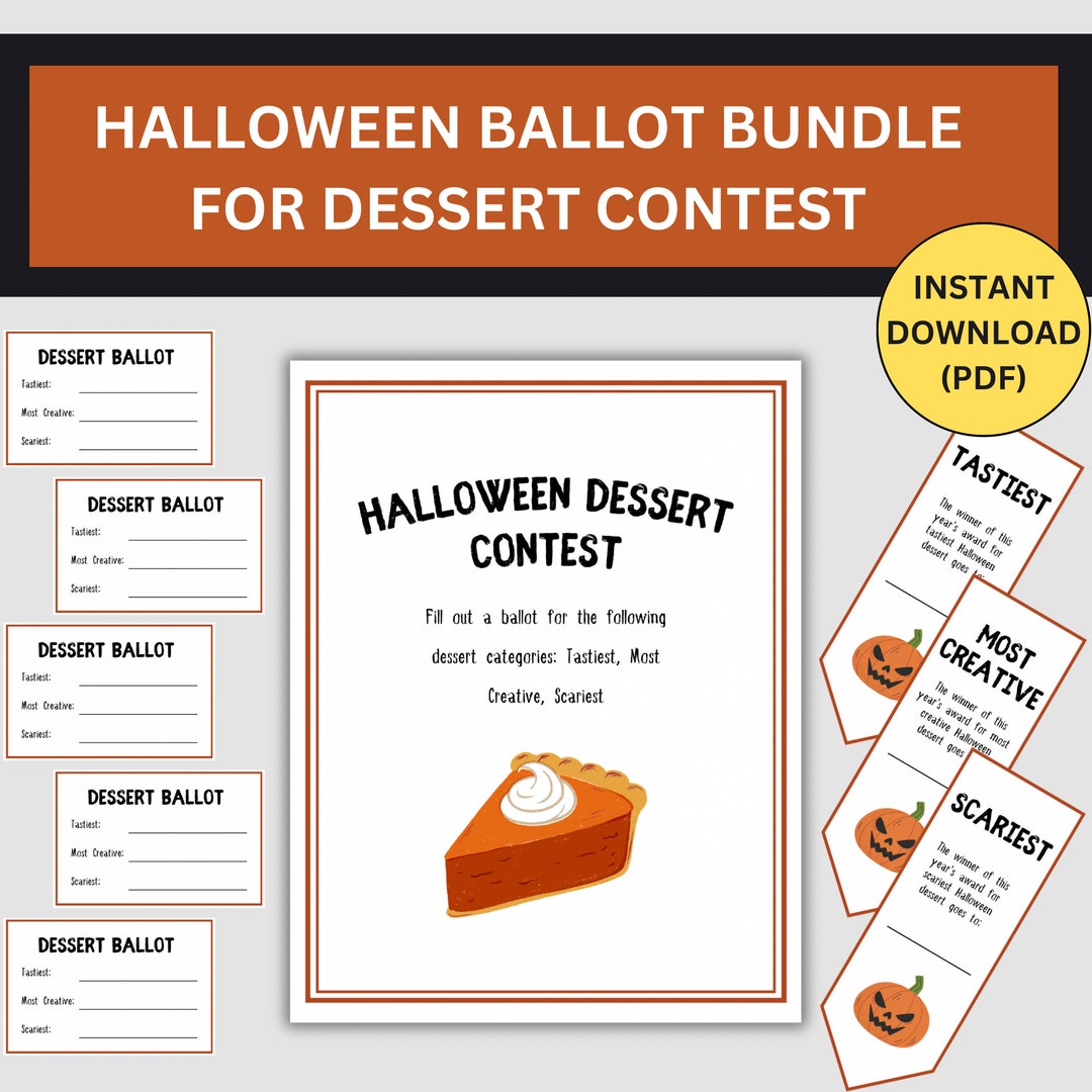 Halloween Dessert Contest Voting Ballot, Halloween Ballot, Halloween ...