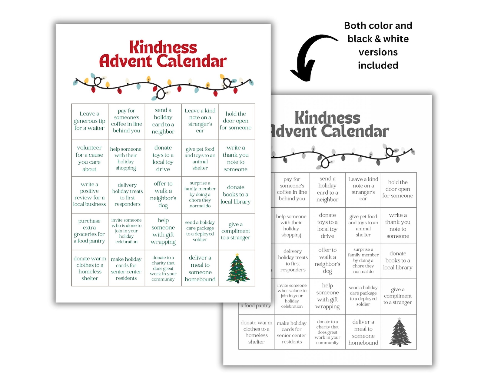 Kindness Advent Calendar, Christmas Acts of Kindness, Printable Holiday ...