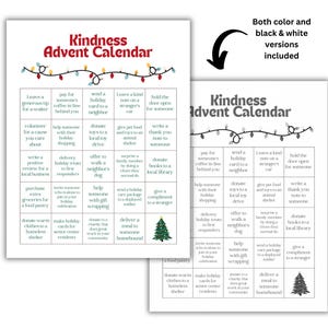 Kindness Advent Calendar, Christmas Acts of Kindness, Printable Holiday ...