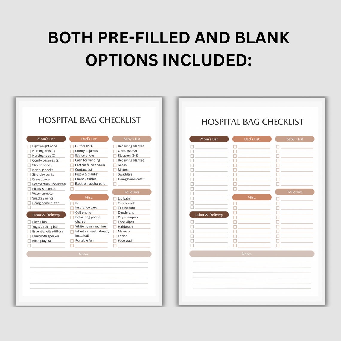 Hospital Packing Checklist for Labor and Delivery, Mom Hospital Bag ...
