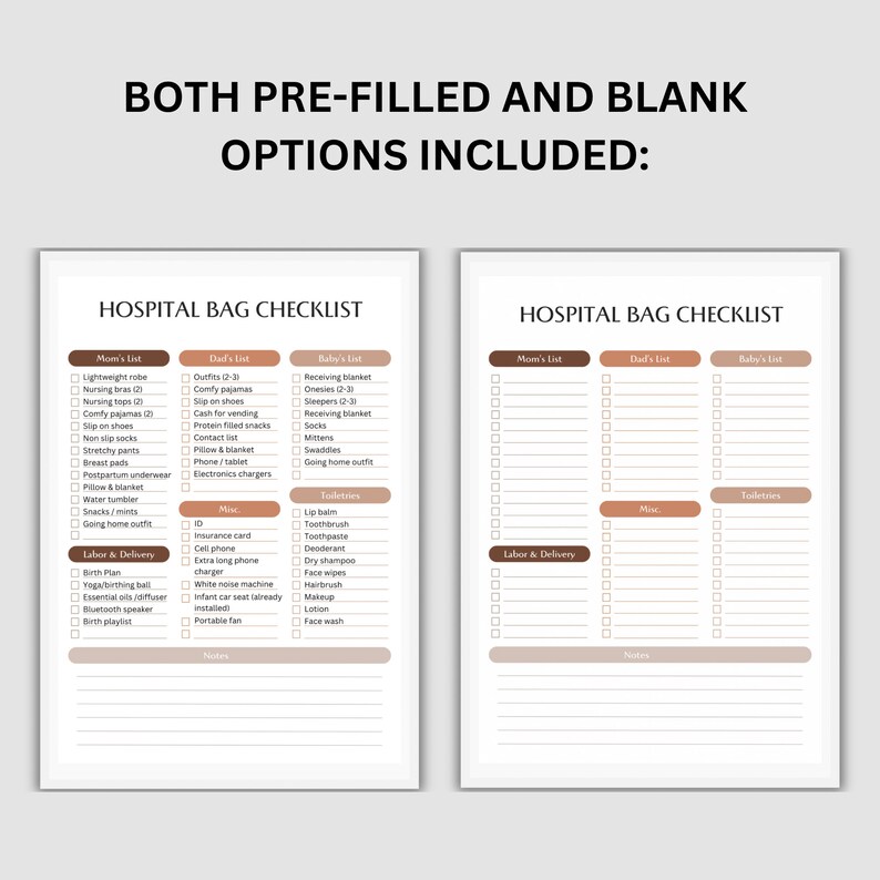 Hospital Packing Checklist for Labor and Delivery, Mom Hospital Bag ...