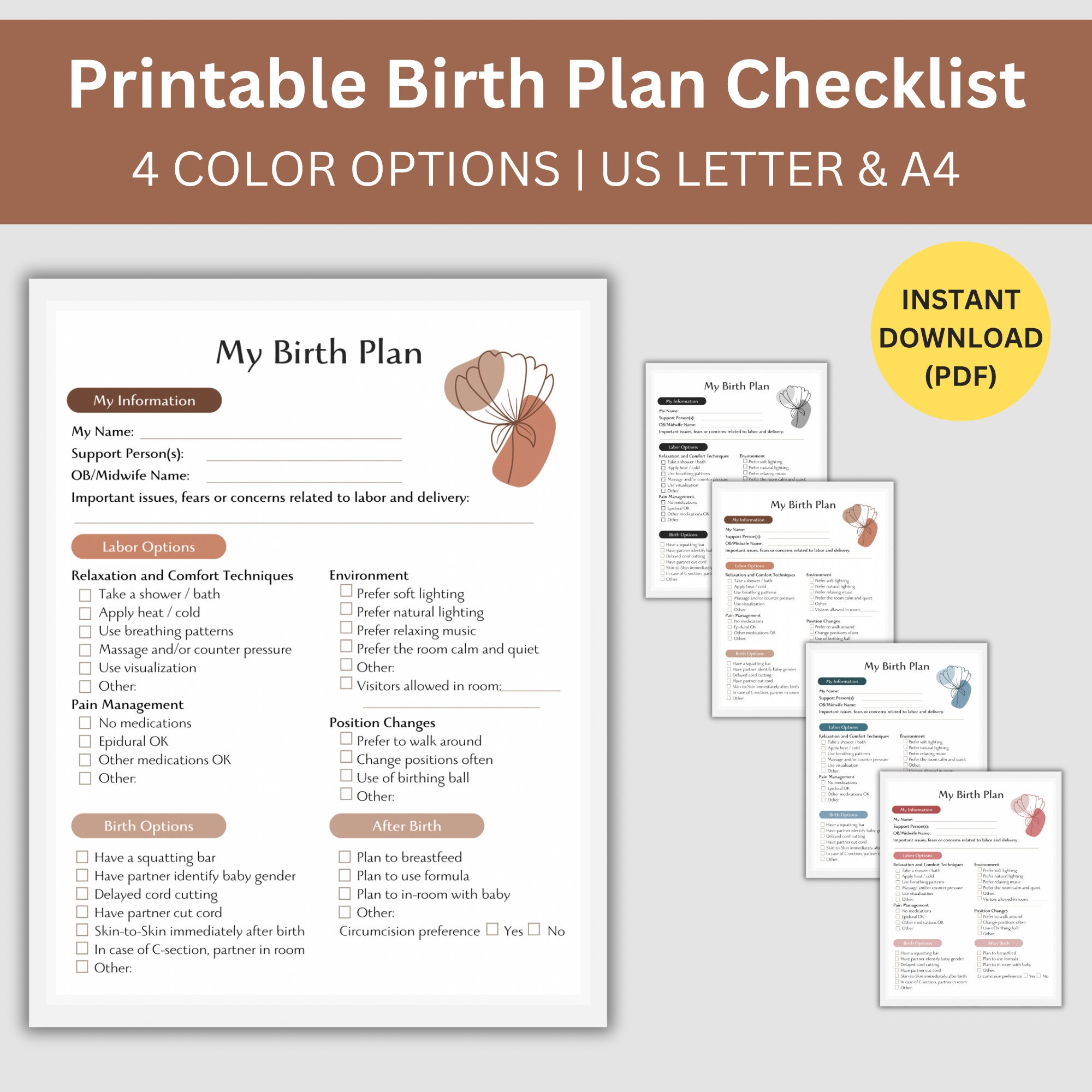 Printable Birth Plan Checklist for Labor and Delivery Birth - Etsy