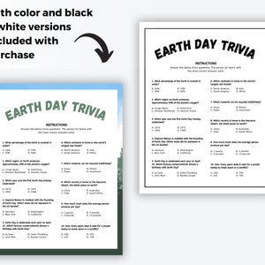 Earth Day Trivia Game, Printable Earth Day Activity for Groups ...