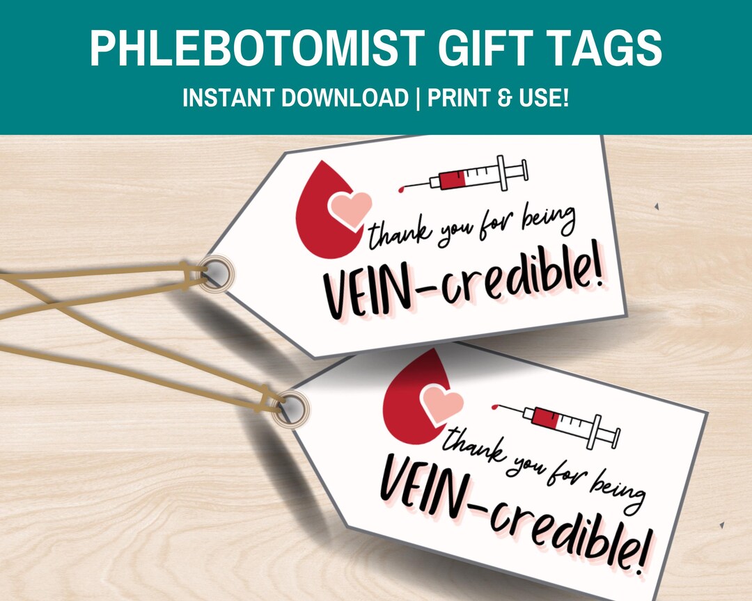 Printable Phlebotomist Thank You Gift Tags (digital Download) - Etsy