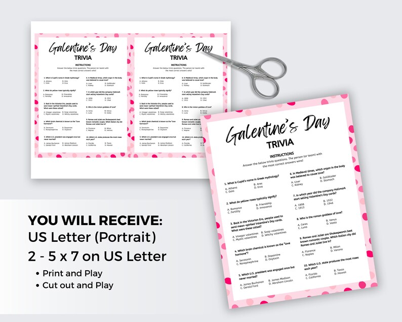 Galentine's Day Trivia Game, Printable Galentines Activity, Valentines ...