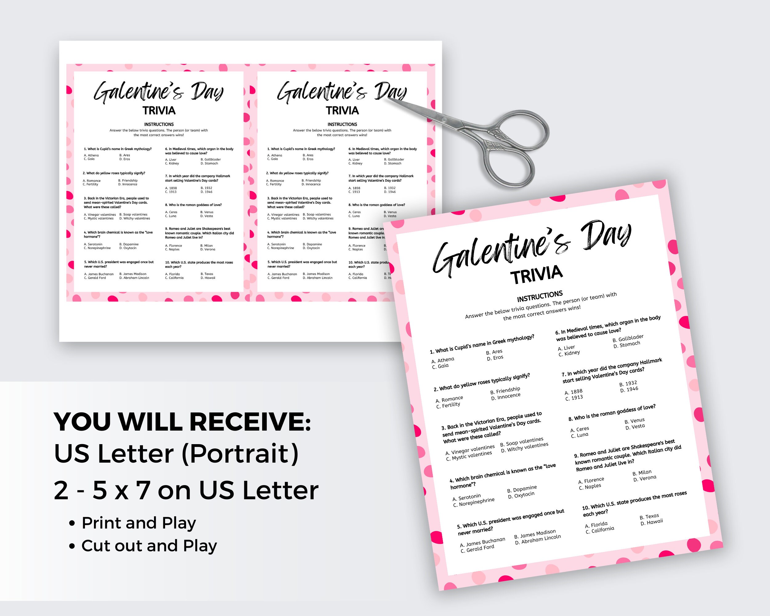 Galentine's Day Trivia Game, Printable Galentines Activity, Valentines ...