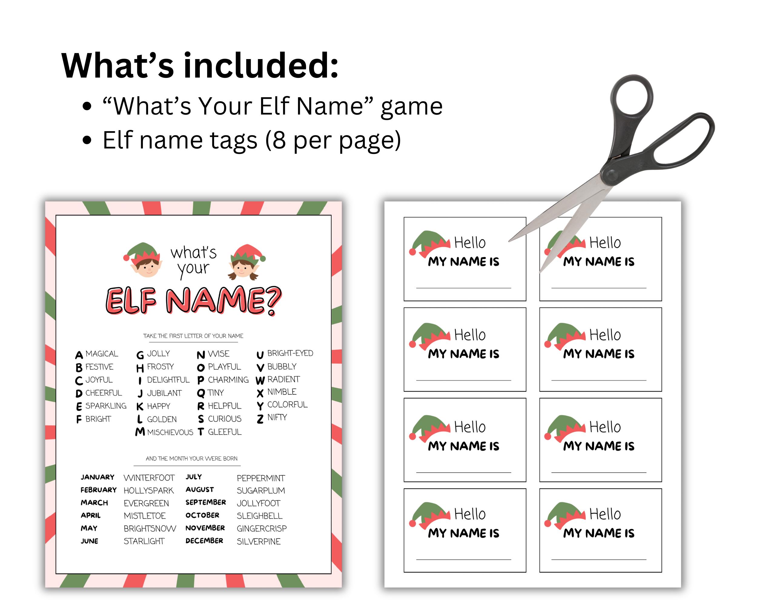 Elf Name Generator Game, Printable What's Your Elf Name Activity, Elf Name Tags, Name Generator ...