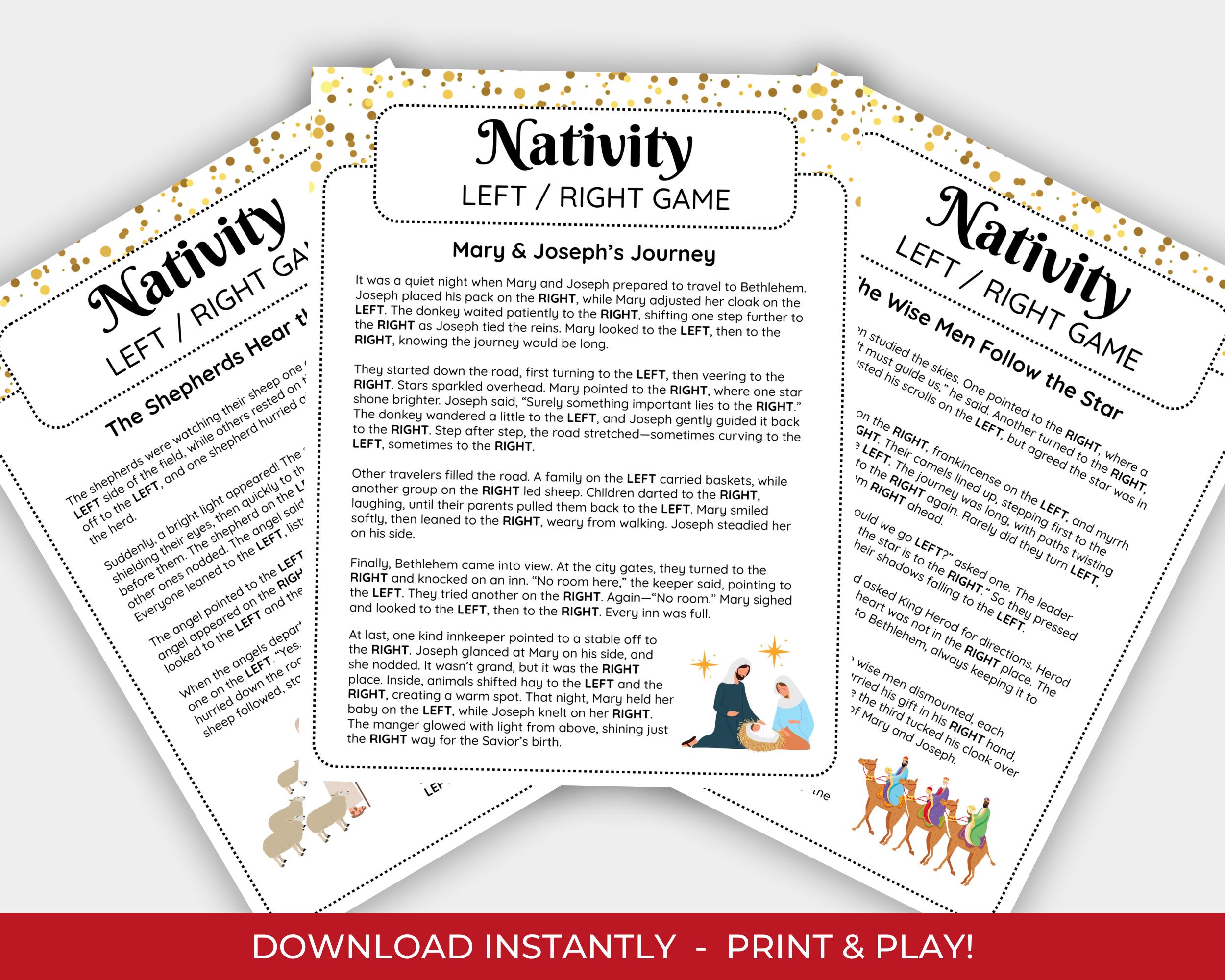 Nativity Left Right Game Printable, Christian Christmas Party Game ...