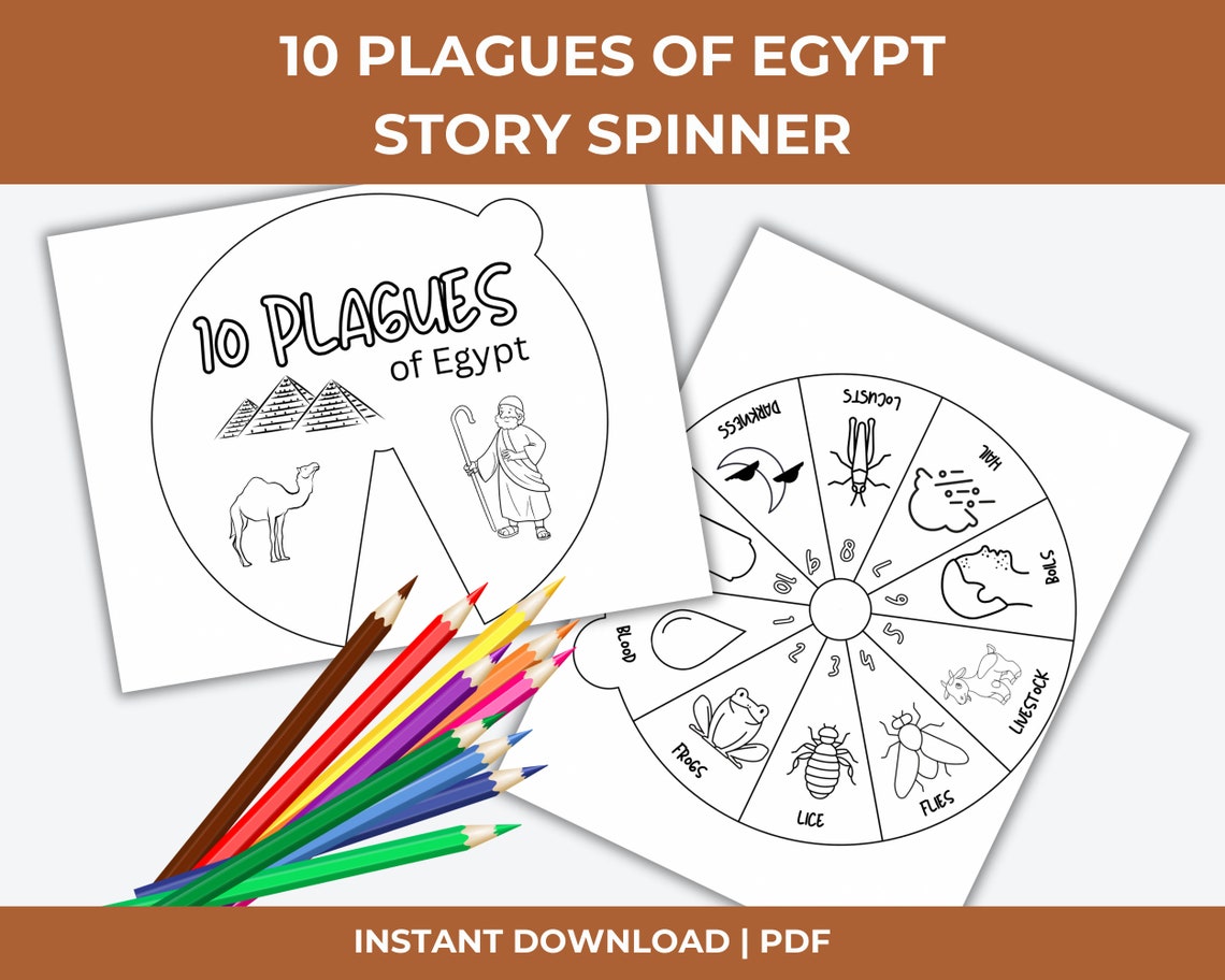 Passover Ten Plagues Craft, 10 Plagues Story Wheel, Passover Coloring ...