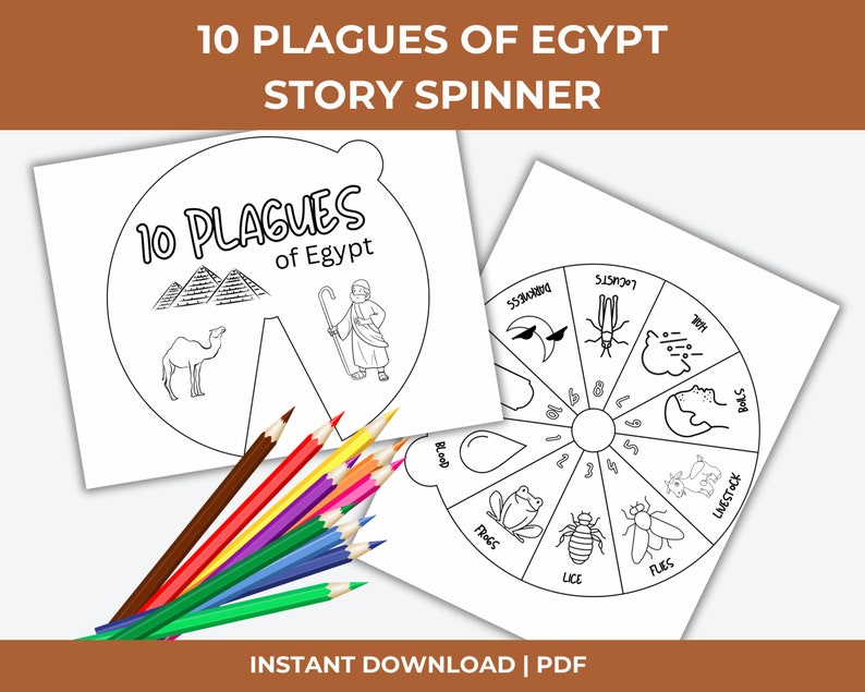Passover Ten Plagues Craft, 10 Plagues Story Wheel, Passover Coloring ...