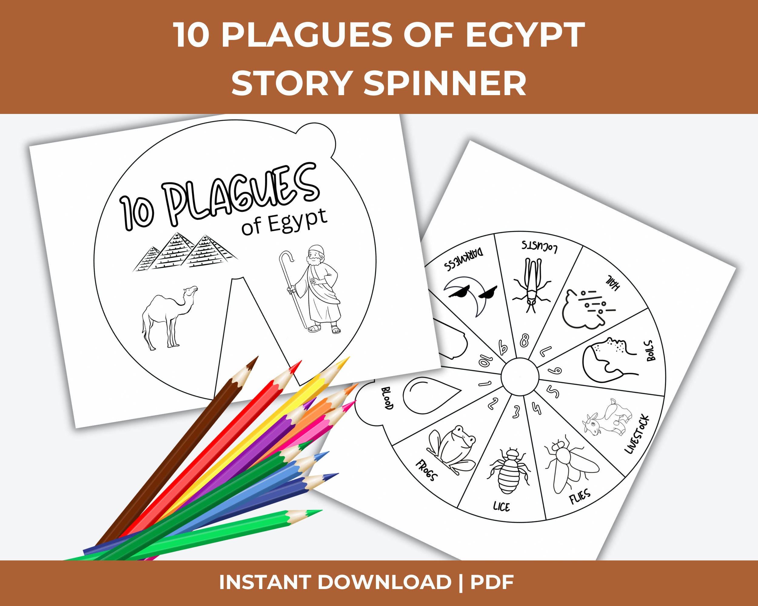 Passover Ten Plagues Craft, 10 Plagues Story Wheel, Passover Coloring ...