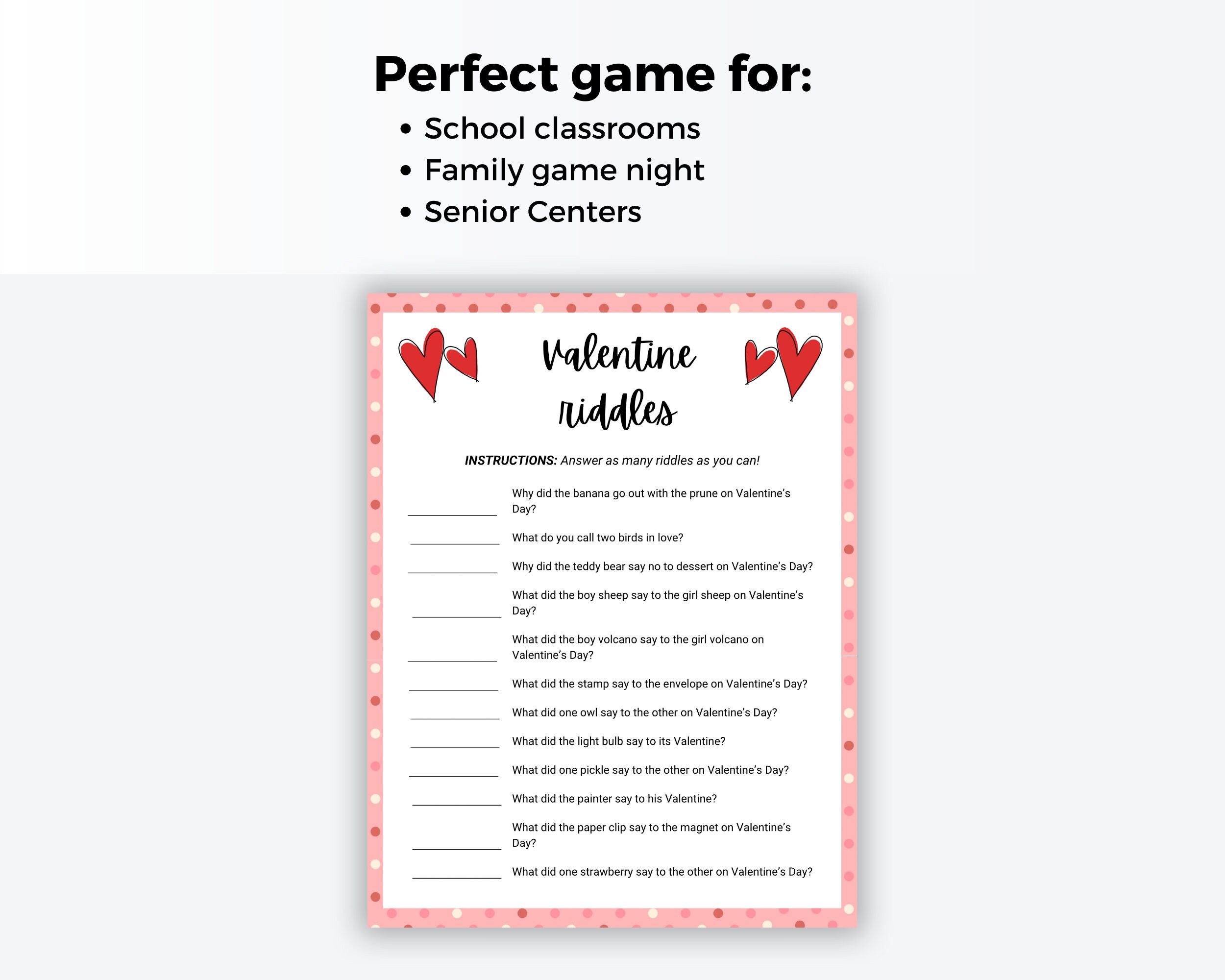 Valentine Riddles, Valentines Games, Kids Valentine Activity for Kids ...