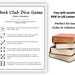 Book Club Dice Game for Classic Literature Books, Printable Book Club ...