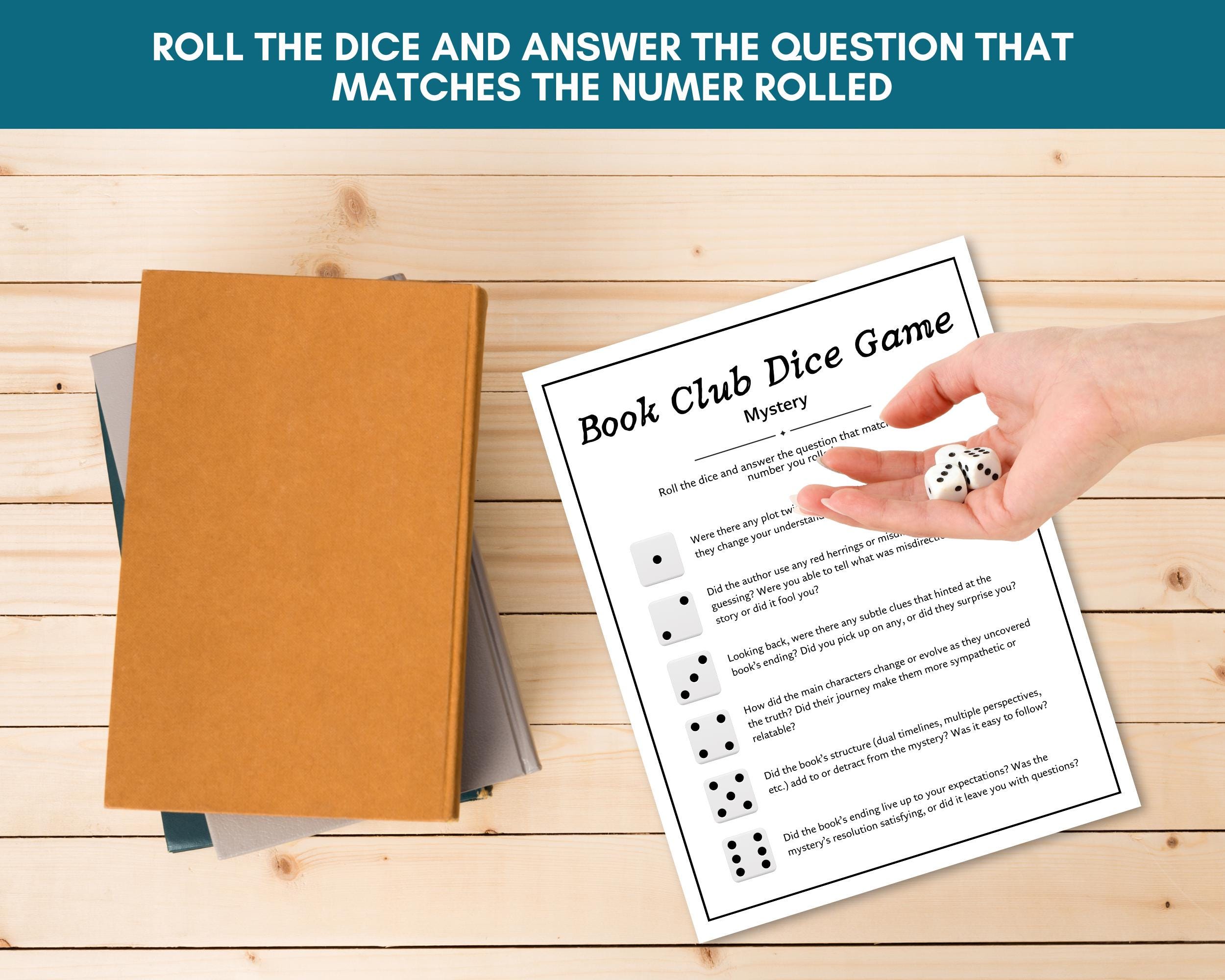 Book Club Dice Game Bundle, Printable Book Club Activity, Book Club ...