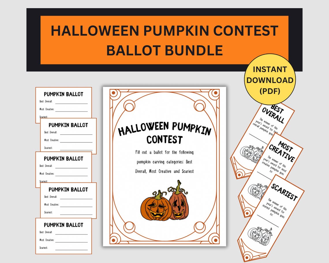 Halloween Ballot for Pumpkin Carving Contest, Halloween Party Contest ...