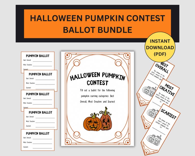 Halloween Ballot for Pumpkin Carving Contest, Halloween Party Contest ...