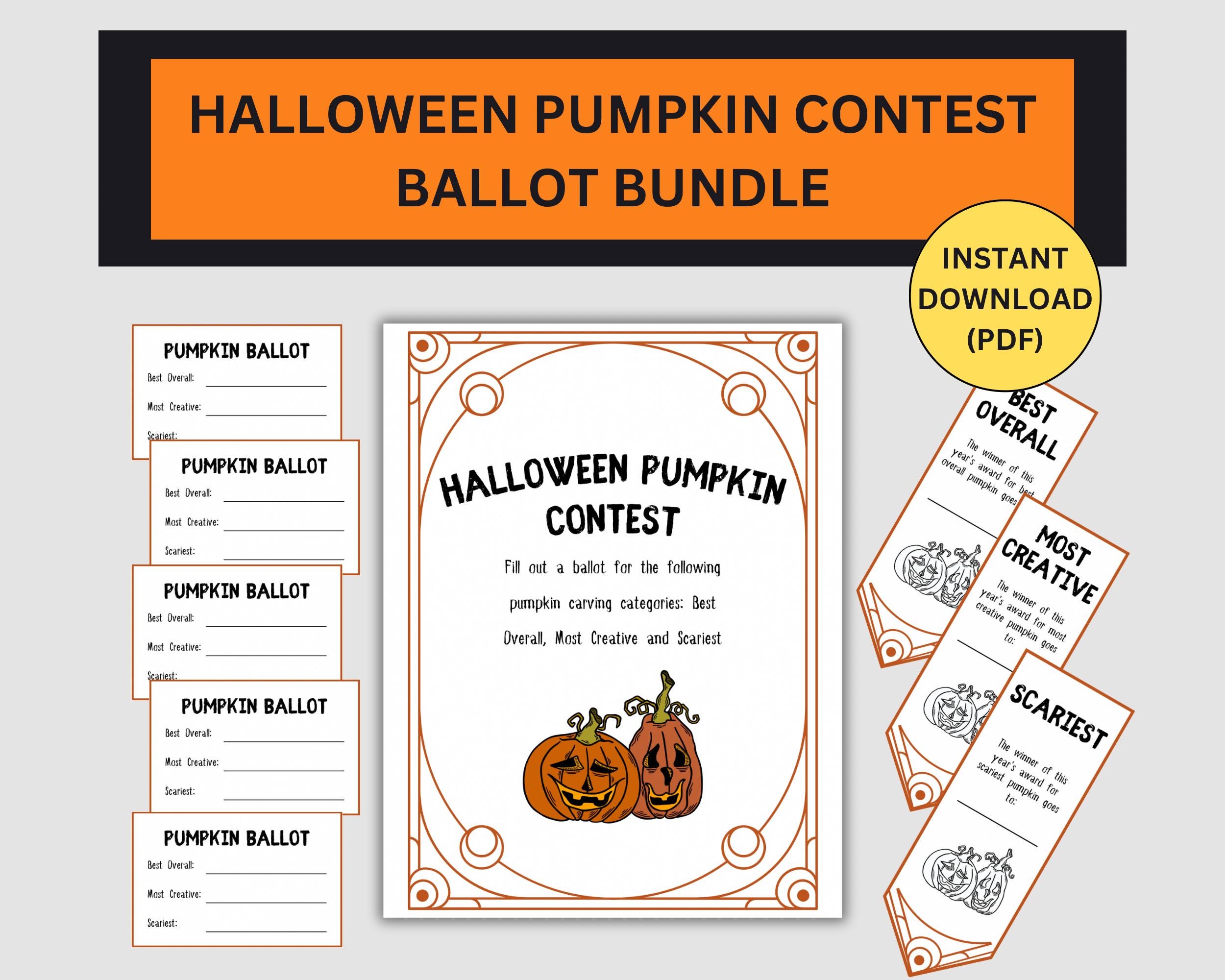 Halloween Ballot for Pumpkin Carving Contest, Halloween Party Contest ...