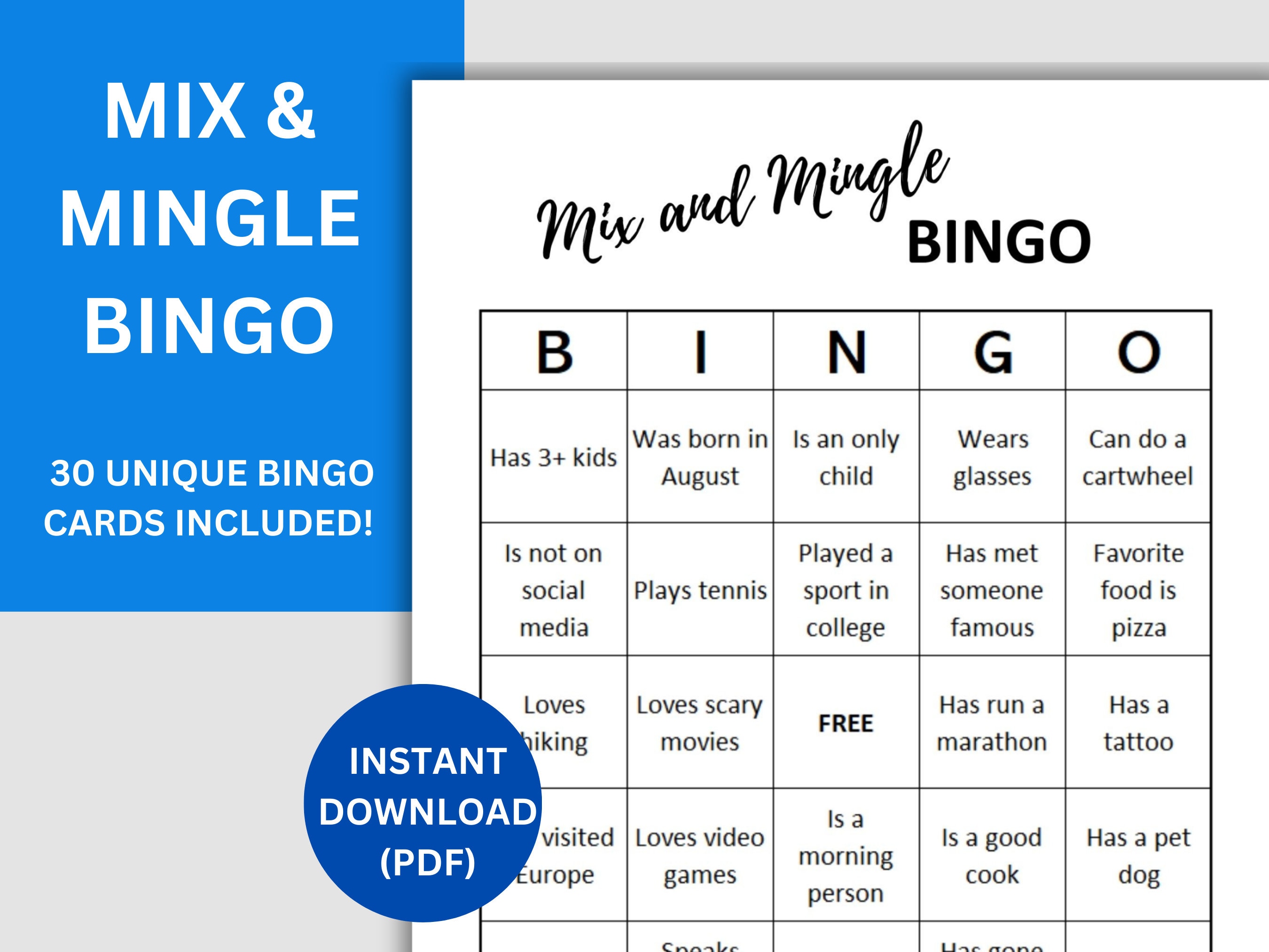 Mix and Mingle Bingo, Icebreaker Game for Groups, Get to Know You Bingo, Printable Coworker Game ...